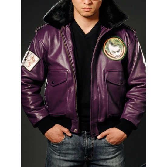 Batman Joker Goon Bomber Purple Leather Jacket - BJG-0012