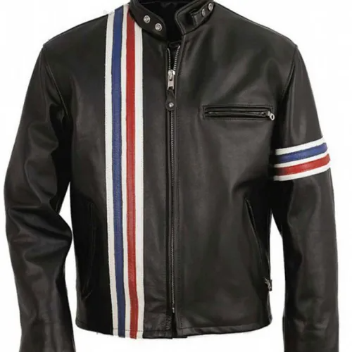 Johnny Knoxville Biker Striped Leather Jacket