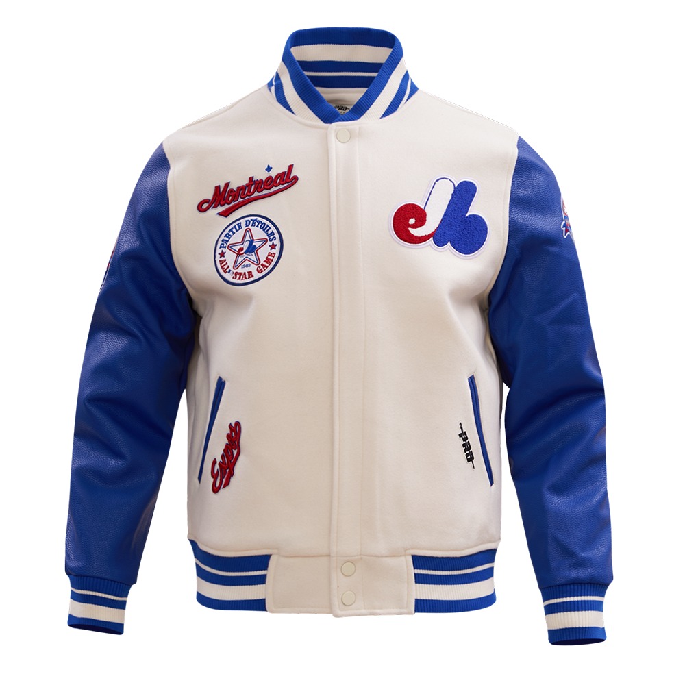 Montreal Expos Retro Classic Off White Wool Varsity Jacket