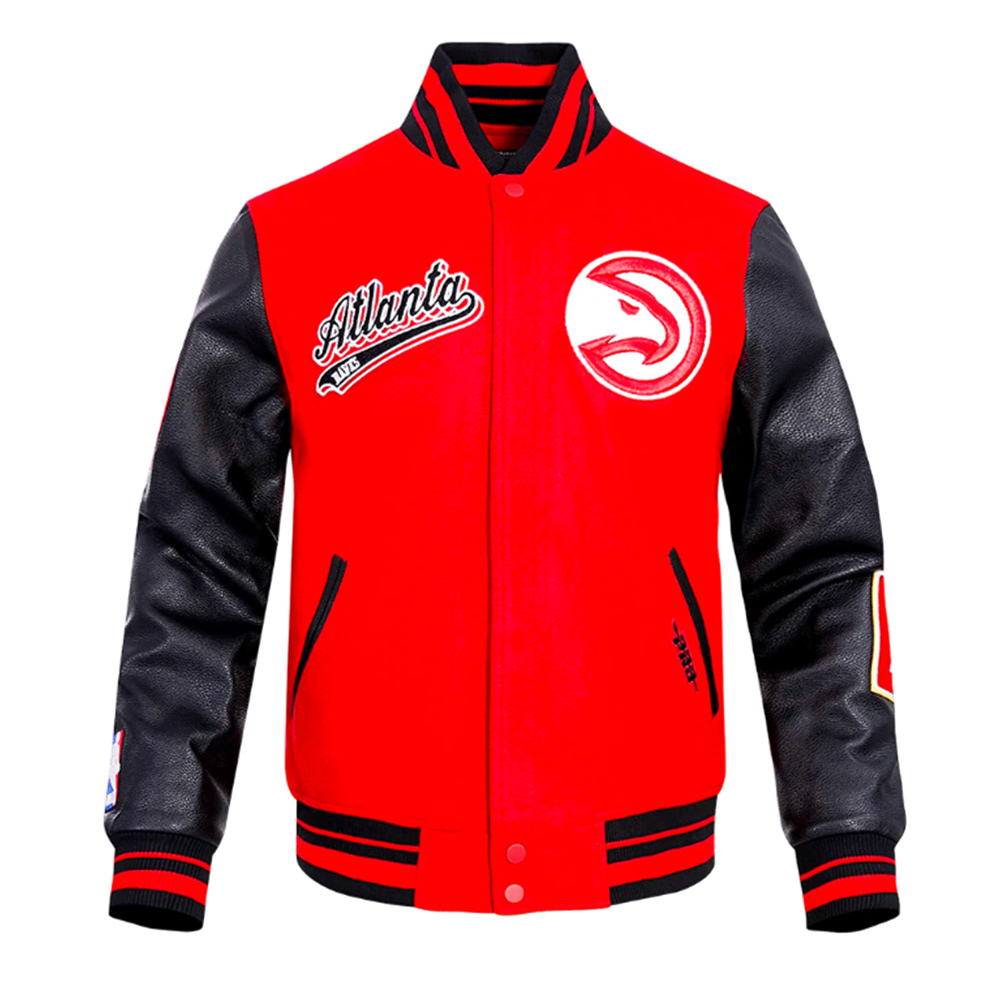 Atlanta Hawks Script Tail Classic Rib Varsity Jacket